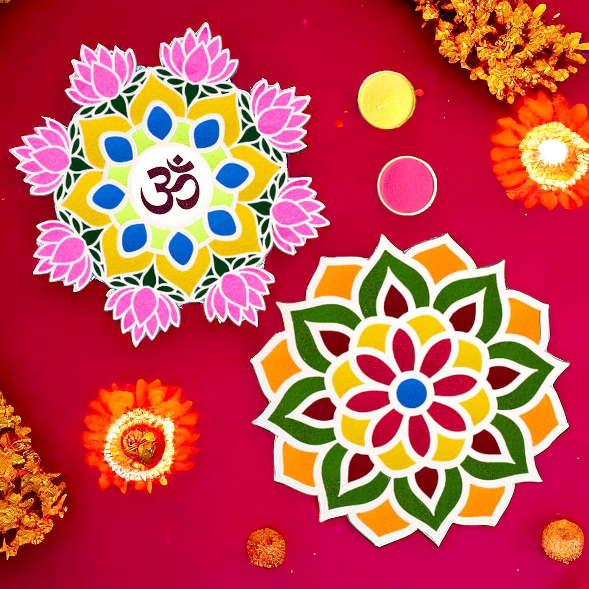 Buy Portable Rangoli Stencil Pallets & Color Set | Satvikworld.com